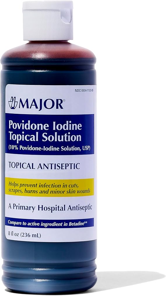 Amazon.com: Major 10% Povidone-Iodine Liquid Topical Solution, USP - Topical Antiseptic for Cuts ...