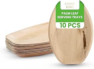 Canape King 10x Disposable Palm Leaf Serving Trays - Oval Large (34 x ...
