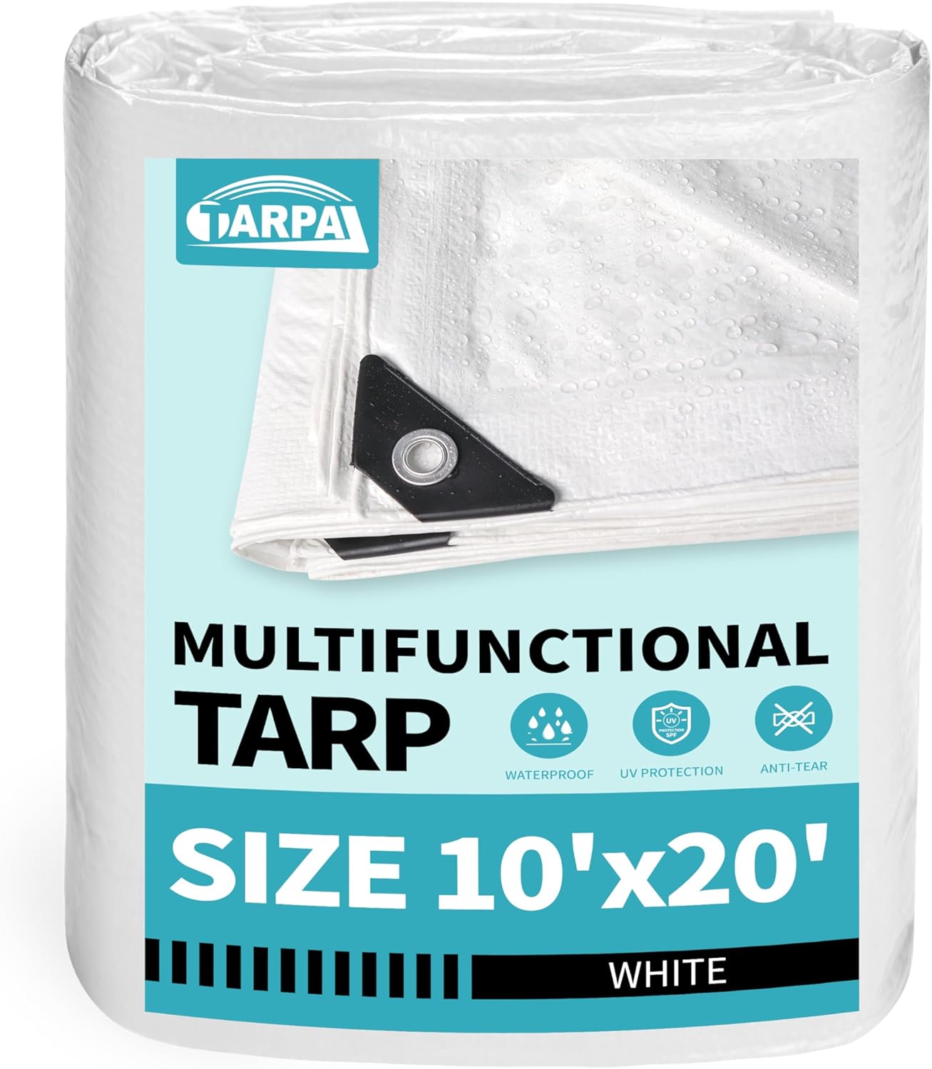 TARPAL 10x20 Feet White Tarp Waterproof Multipurpose Protective Cover ...