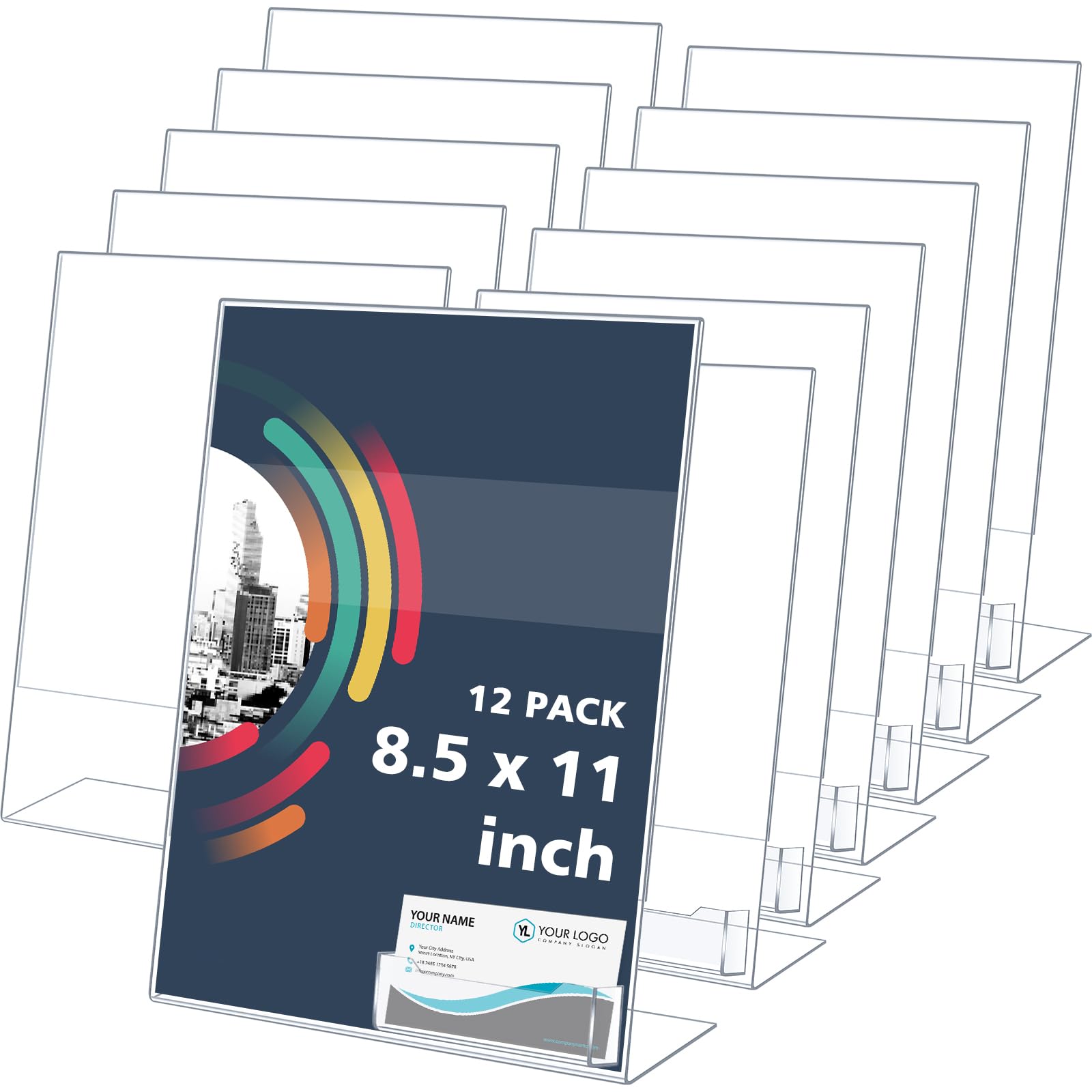 Amazon.com : Remerry 12 Pcs Acrylic Sign Holder with Business Card ...