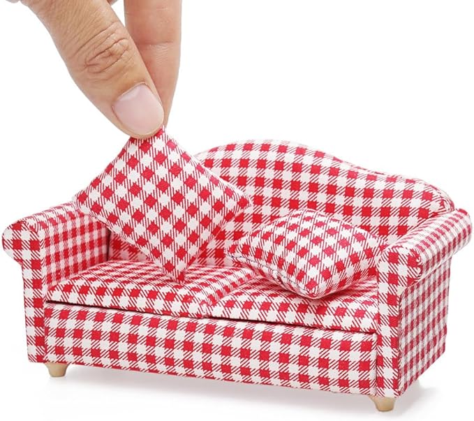 Amazon.com: Odoria Dollhouse Couch Loveseat Miniature - 1/12 Scale Upholstered Sofa for Rustic ...