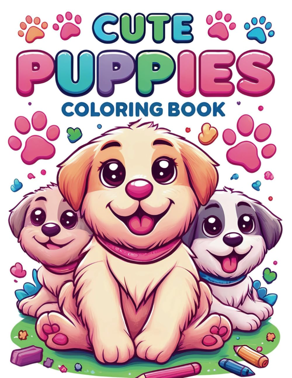 Cute Puppy Coloring Book For Kids: 50+ Delightful Puppy Coloring Pages ...