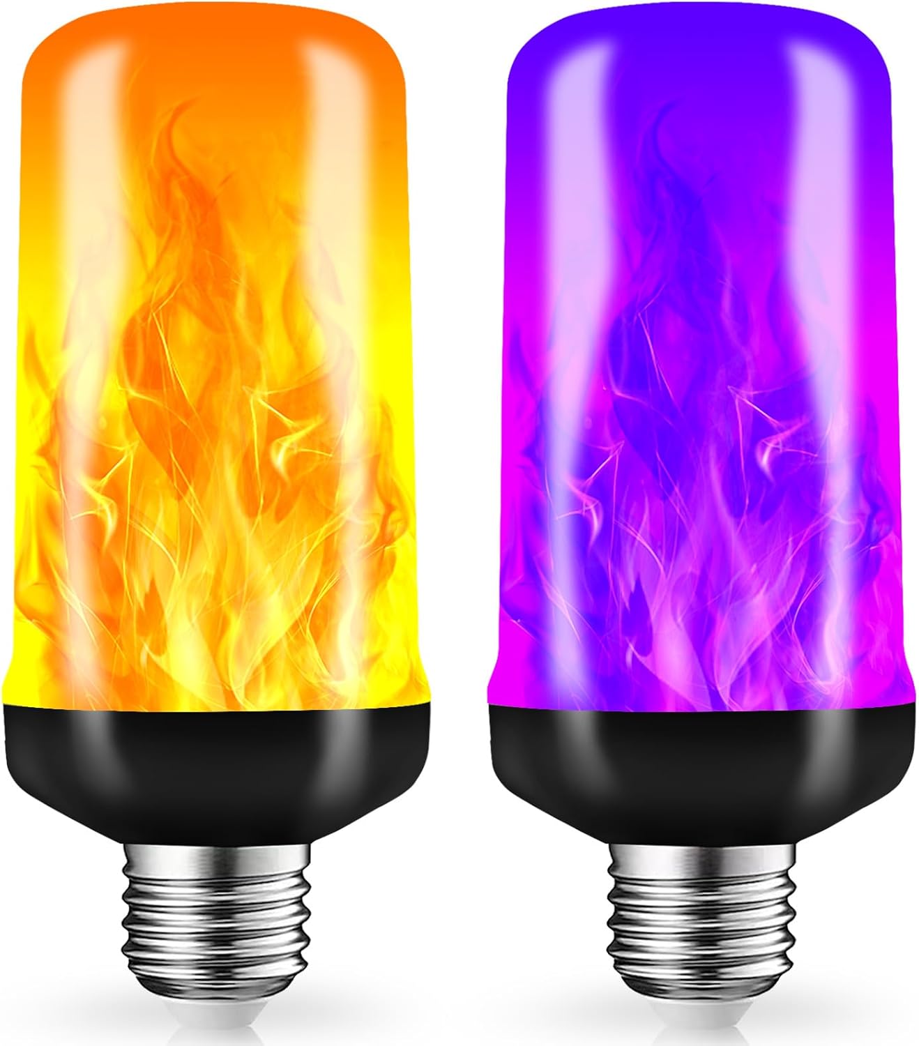 KKHLGB Orange Purple LED Flame Light Bulbs, Fire Light Bulb, Flickering ...