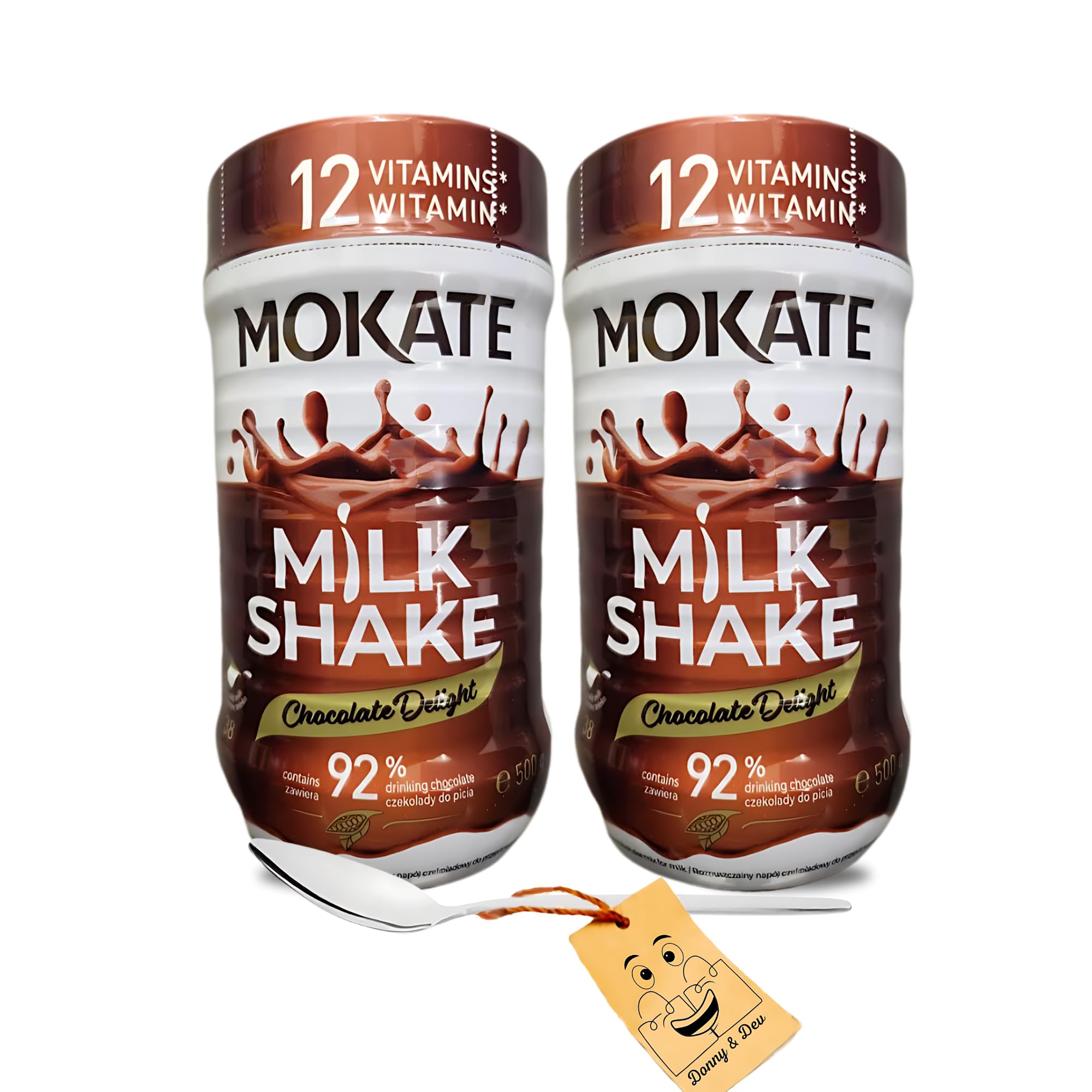 Chocolate Milkshake Bundle Which Includes: 2x Mokate Chocolate Milkshake Powder Mix (500g of ...