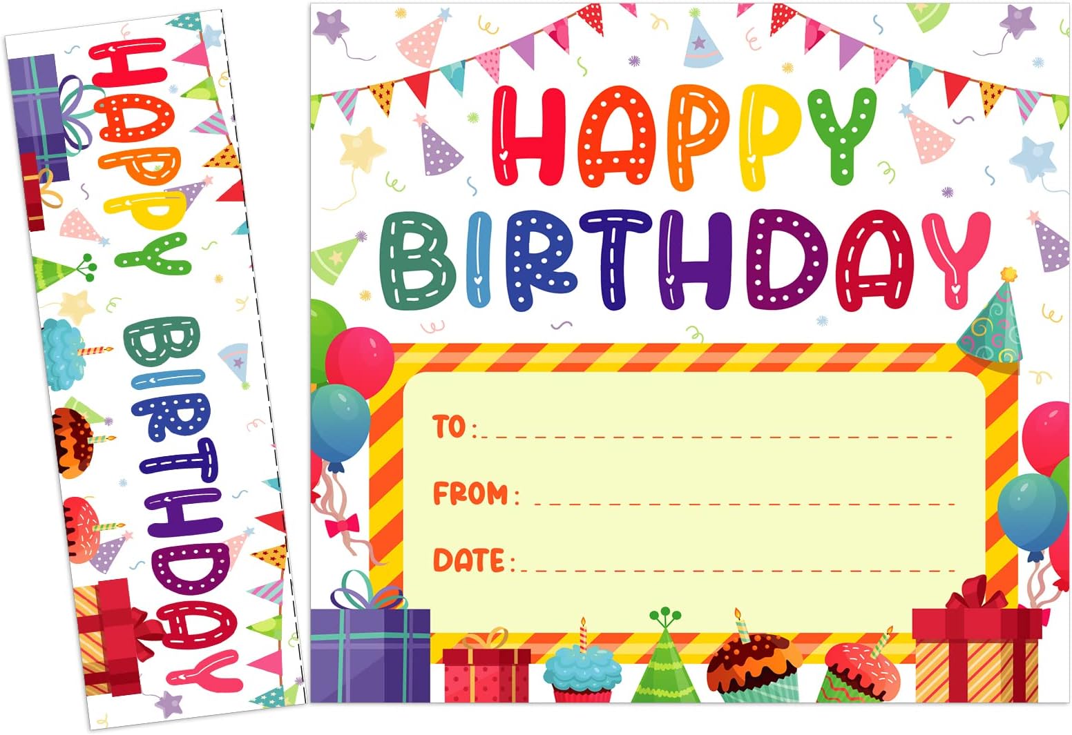 Amazon.com: FaCraft 36PCS Happy Birthday Cupcakes Bookmark Awards ...