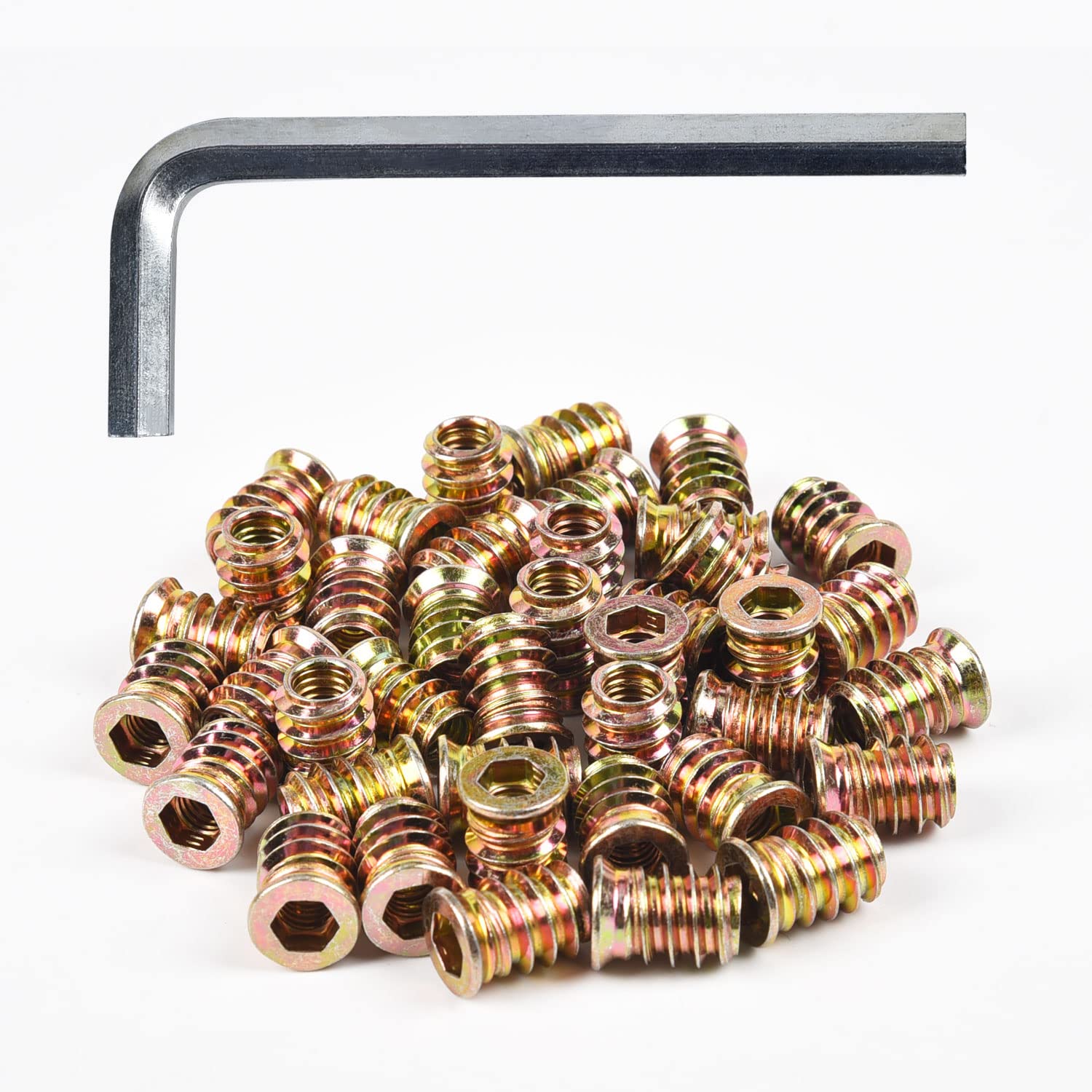 40PC 1/4"-20 x 15mm Threaded Inserts for Wood Furniture Assortment ...