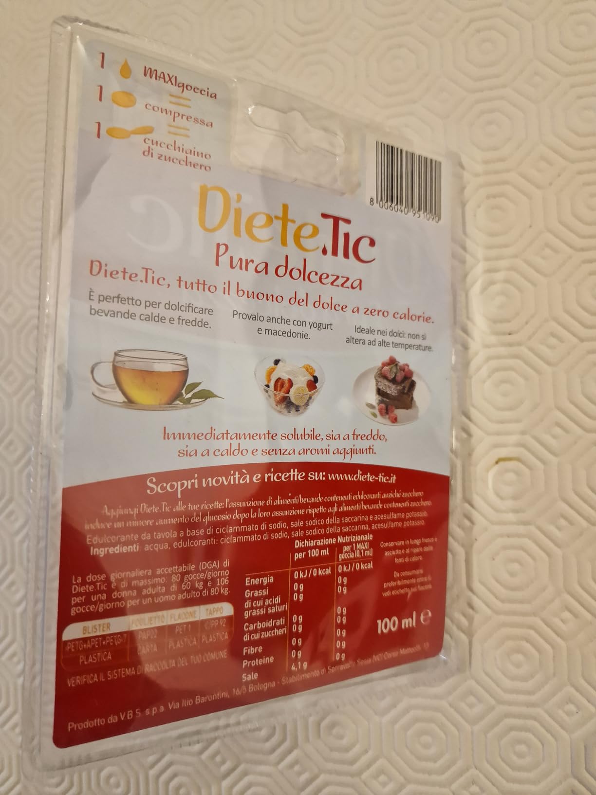 Diete.Tic, Dolcificante Liquido Zero Calorie, Formato Spray 100 ml (1 ...