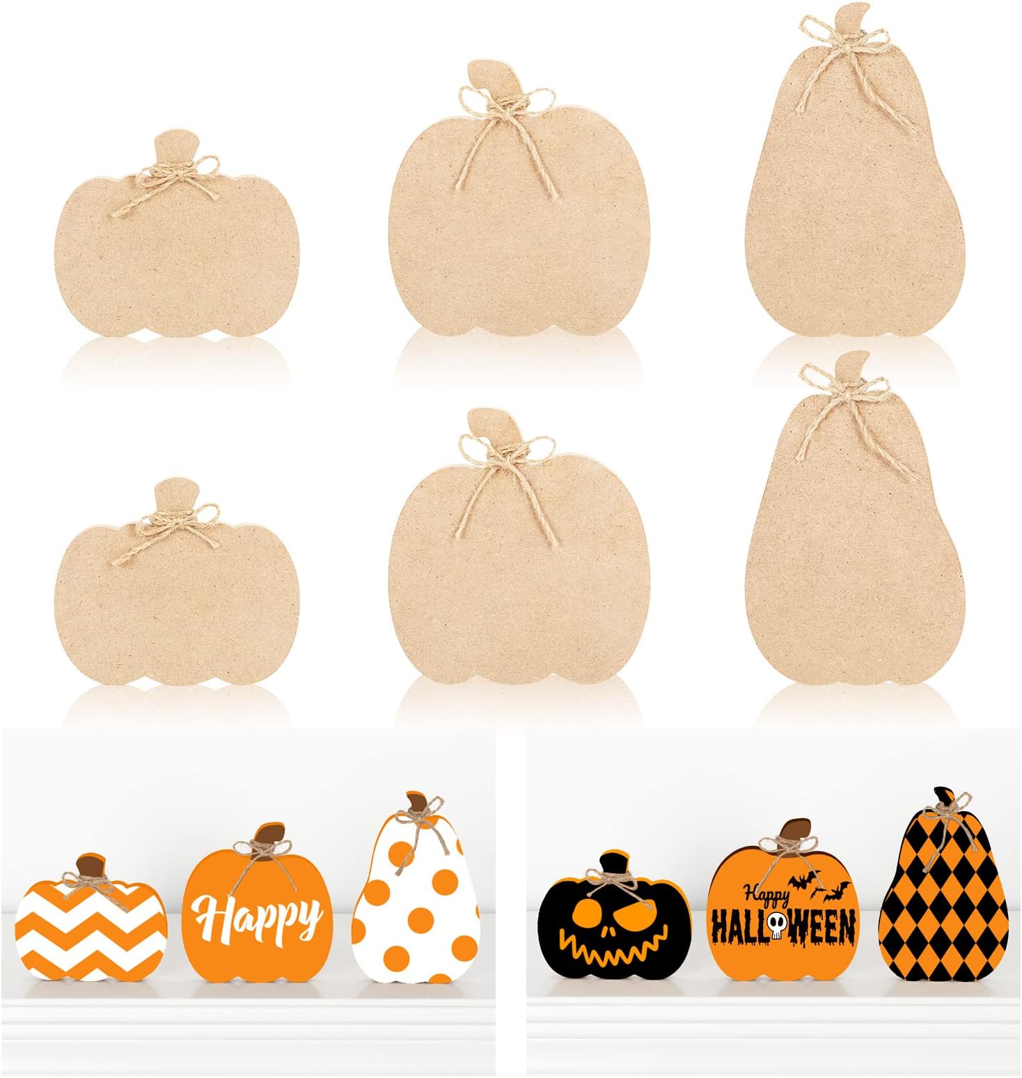 Amazon.com: AWIZOM 12 PCS Wooden Pumpkin Cutouts Unfinished Pumpkin ...