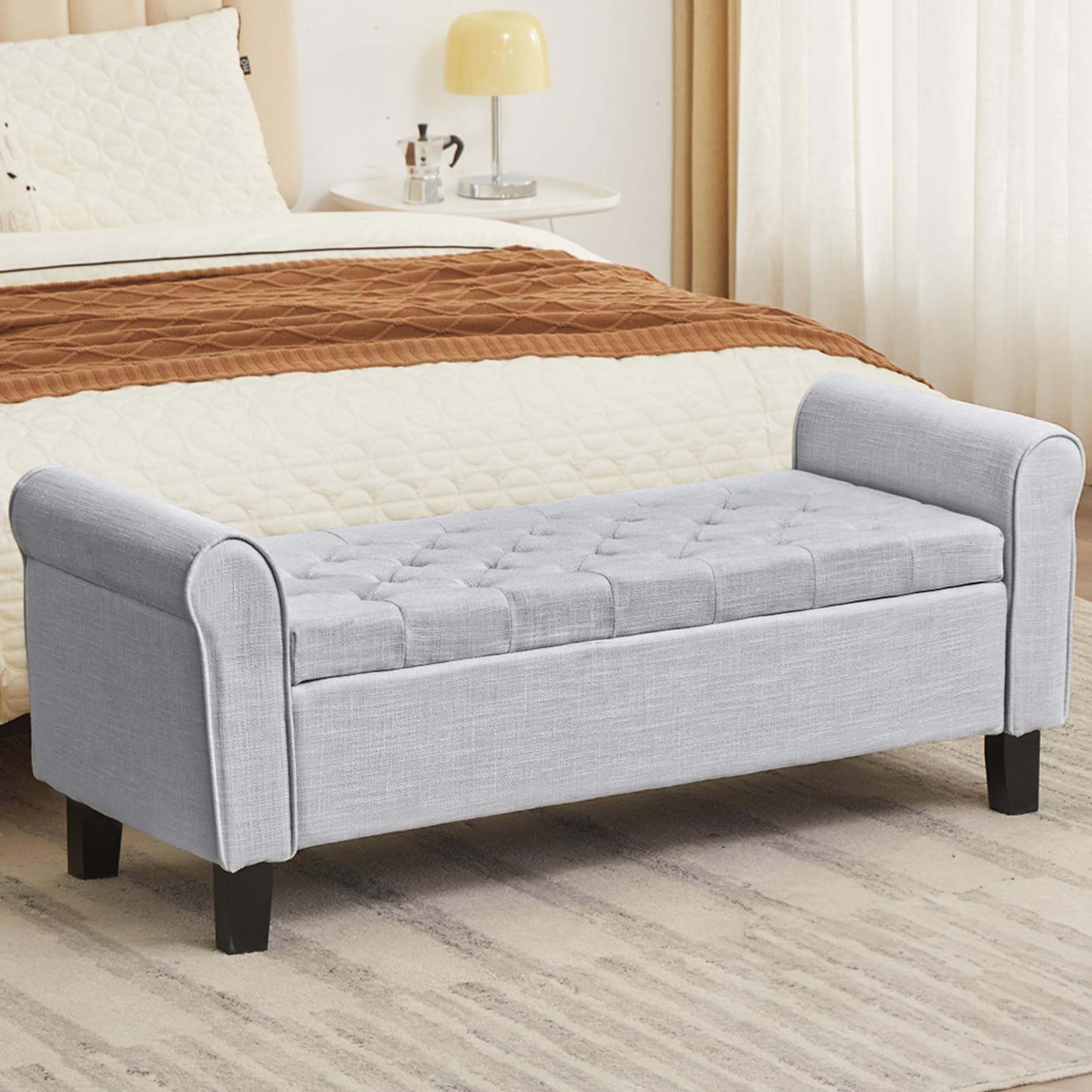 Amazon.com: Bluecat 51'' Storage Bench for Bedroom End of Bed, Linen ...