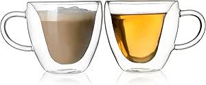 Amazon.com | Double Walled Coffee Tea Glasses, Perfect Espresso ...