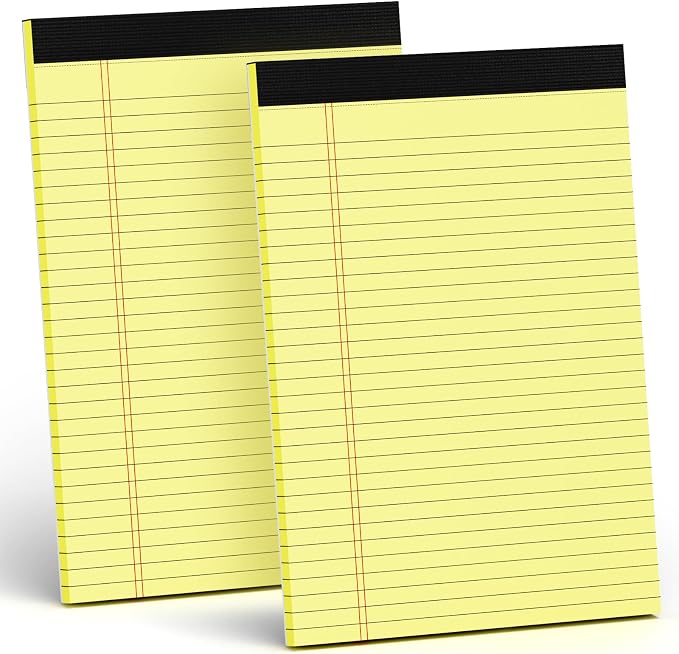 Amazon.com : Legal Pad 8.5 x 11, Wide Ruled, 2 Pack, Yellow Legal Pad 8 ...