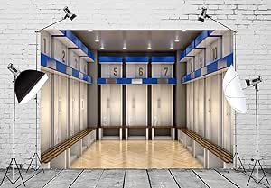 Amazon.com: BELECO 5x3ft Fabric Silver Lockers with Benches Backdrop ...