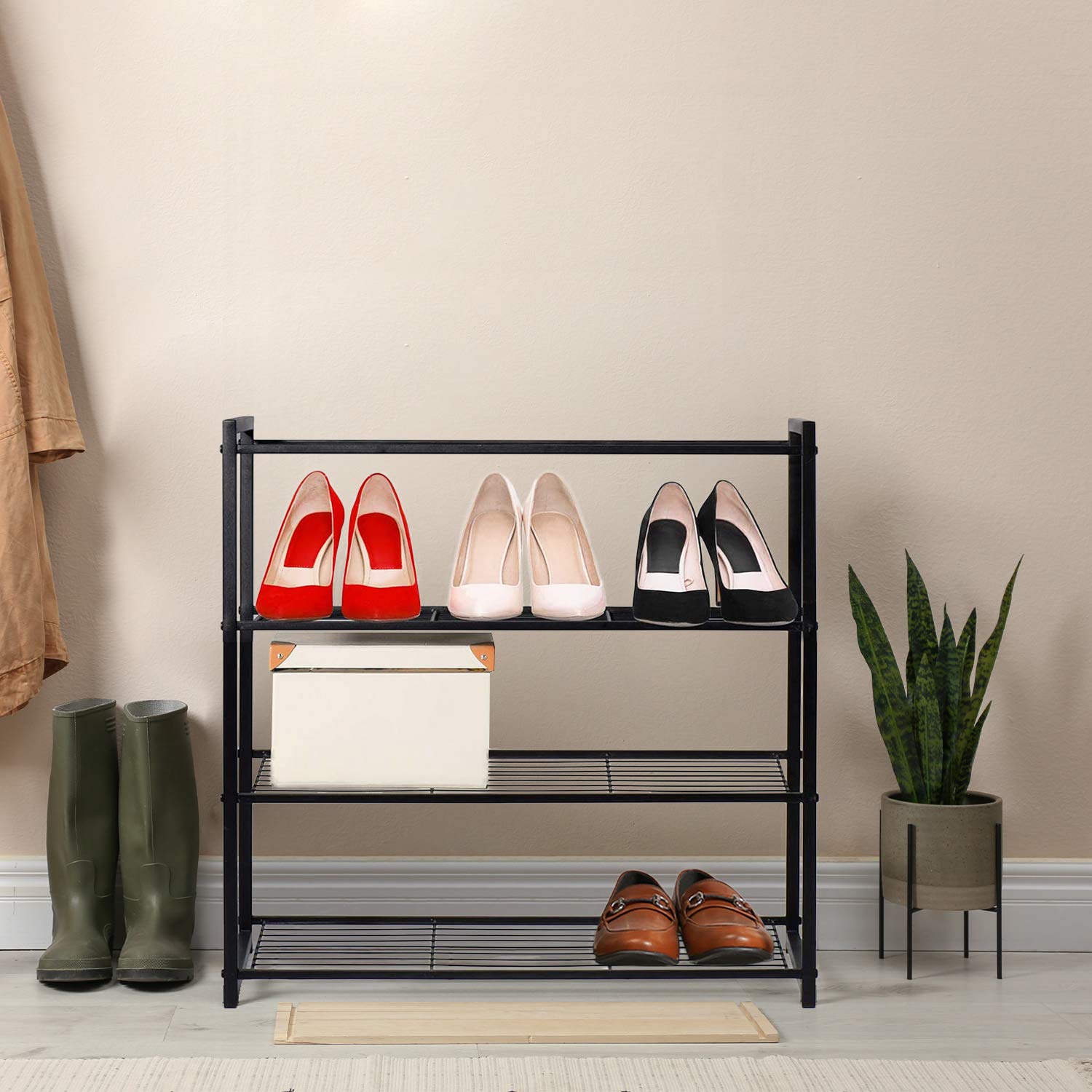 Buy Titan Mall Shoe Organizer Free Standing Shoe Rack 4-Tier Shoe Rack ...