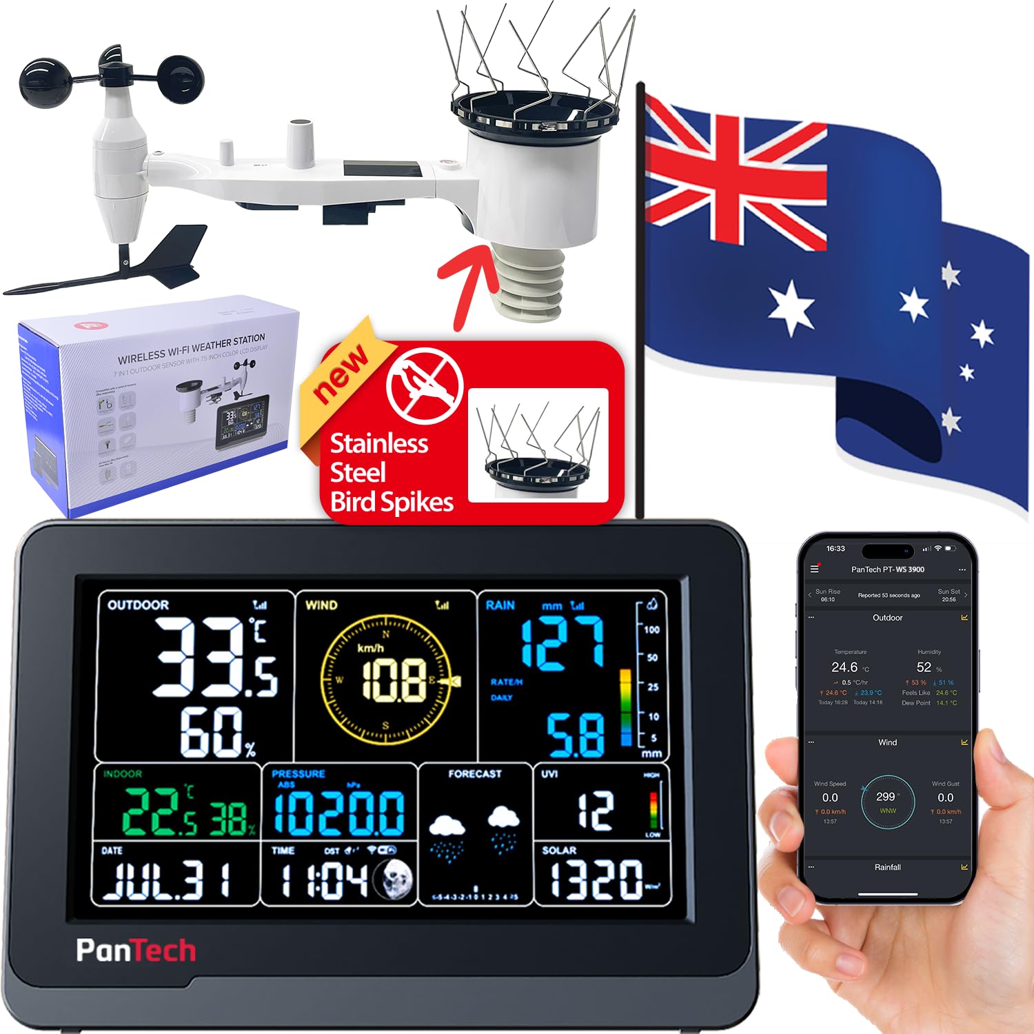 PanTech Wi-Fi Weather Station Wireless Australia-Gen 3 IoT-Indoor and ...