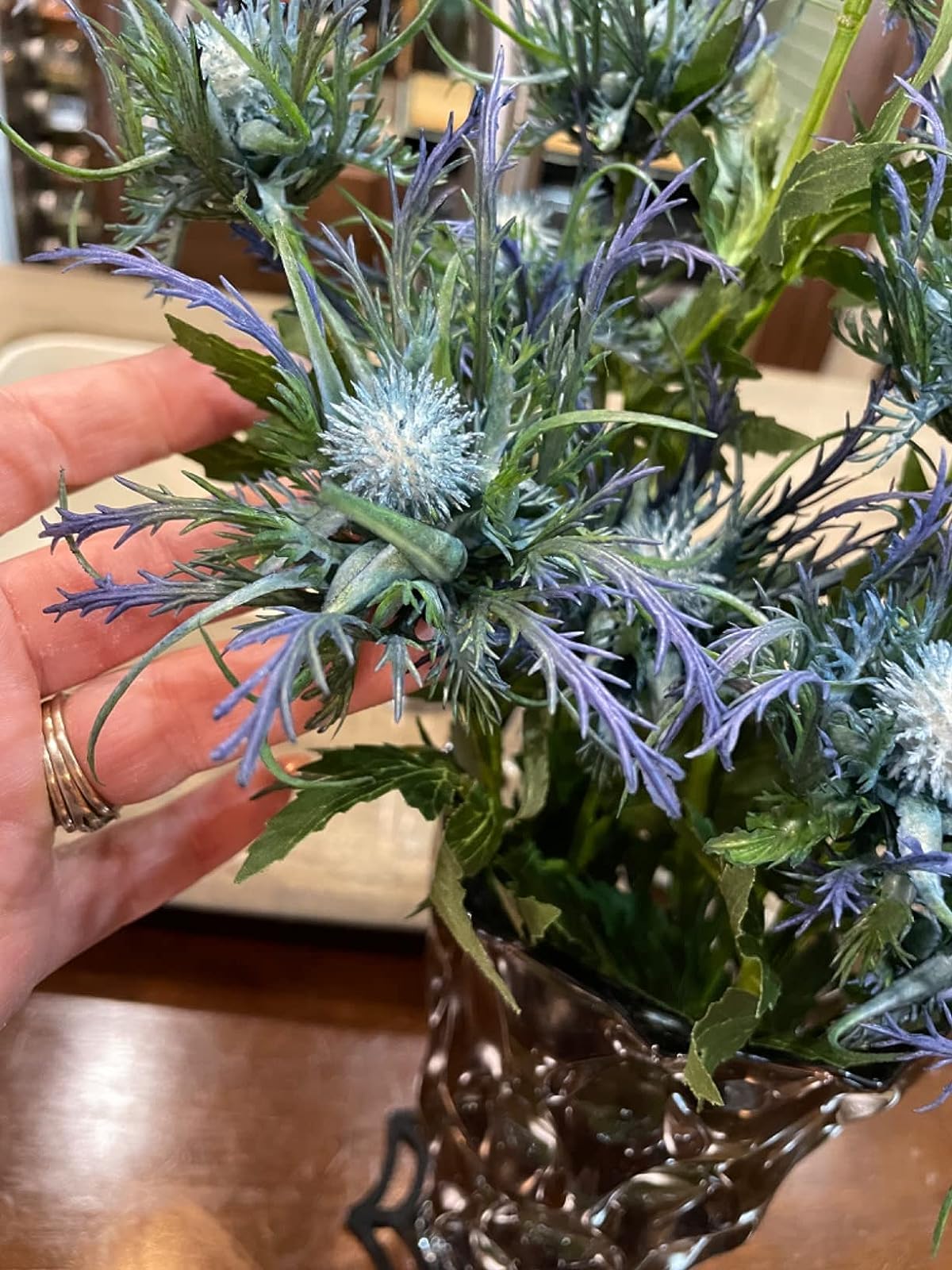 Snapklik.com : 8 Stems Artificial Thistle Flowers 8 Branch Real Touch ...