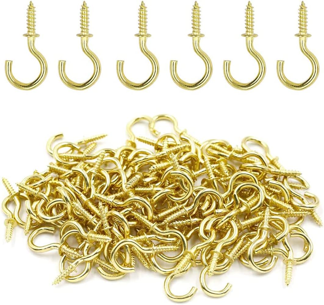 Star Pack Set of 15 Brass Plated Screw In Cup Hooks 32mm (1.1/4 ...