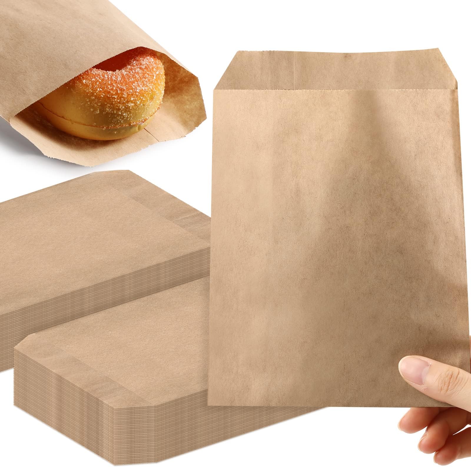 Amazon.com: Kraft Paper Bags Flat Merchandise Bags 5 X 7.5 Inch 200 ...