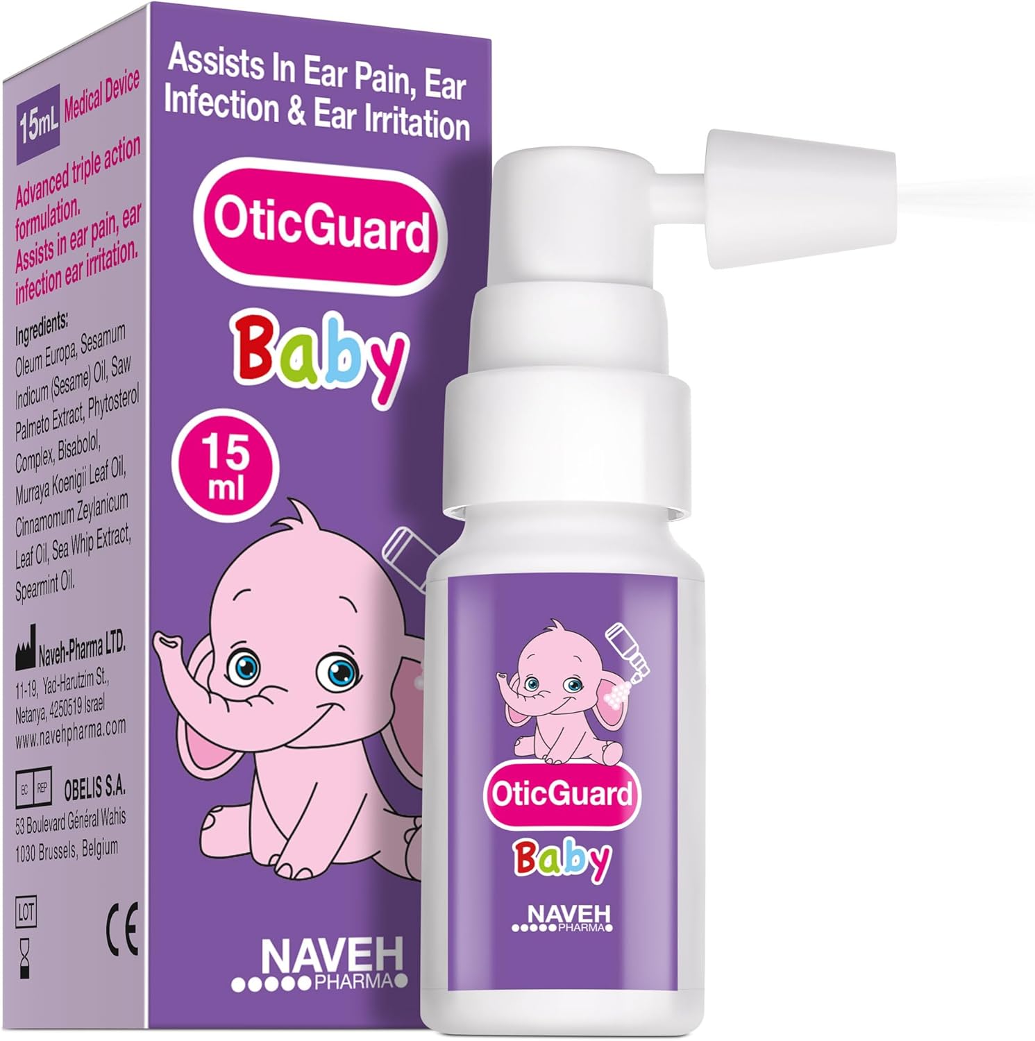 NAVEH PHARMA Otic Guard Baby- Natural Herbal-Oil Blend Spray –for Ear ...