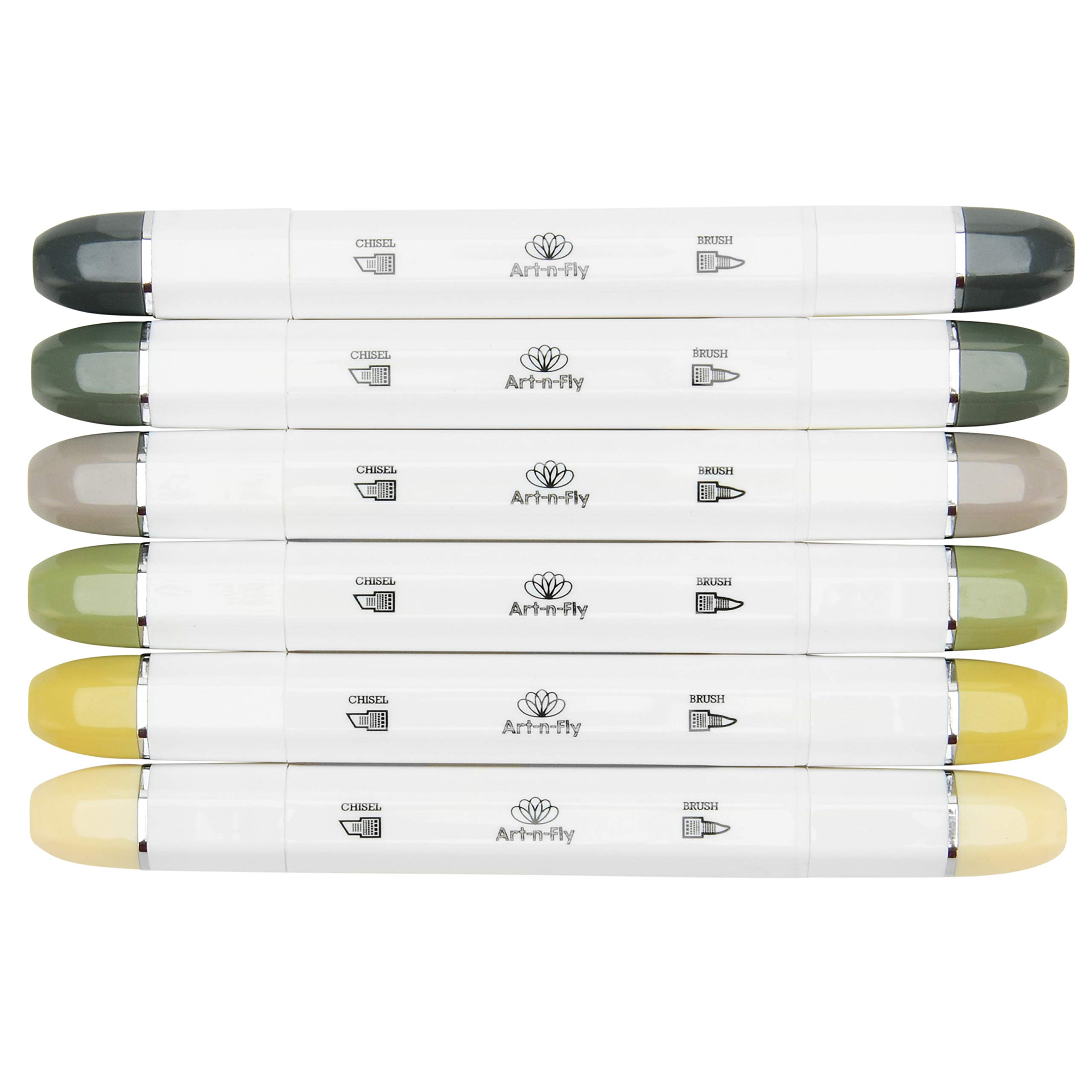 Professional Brush Tip Markers Set of 6 Earth Tone Markers for Outdoor ...