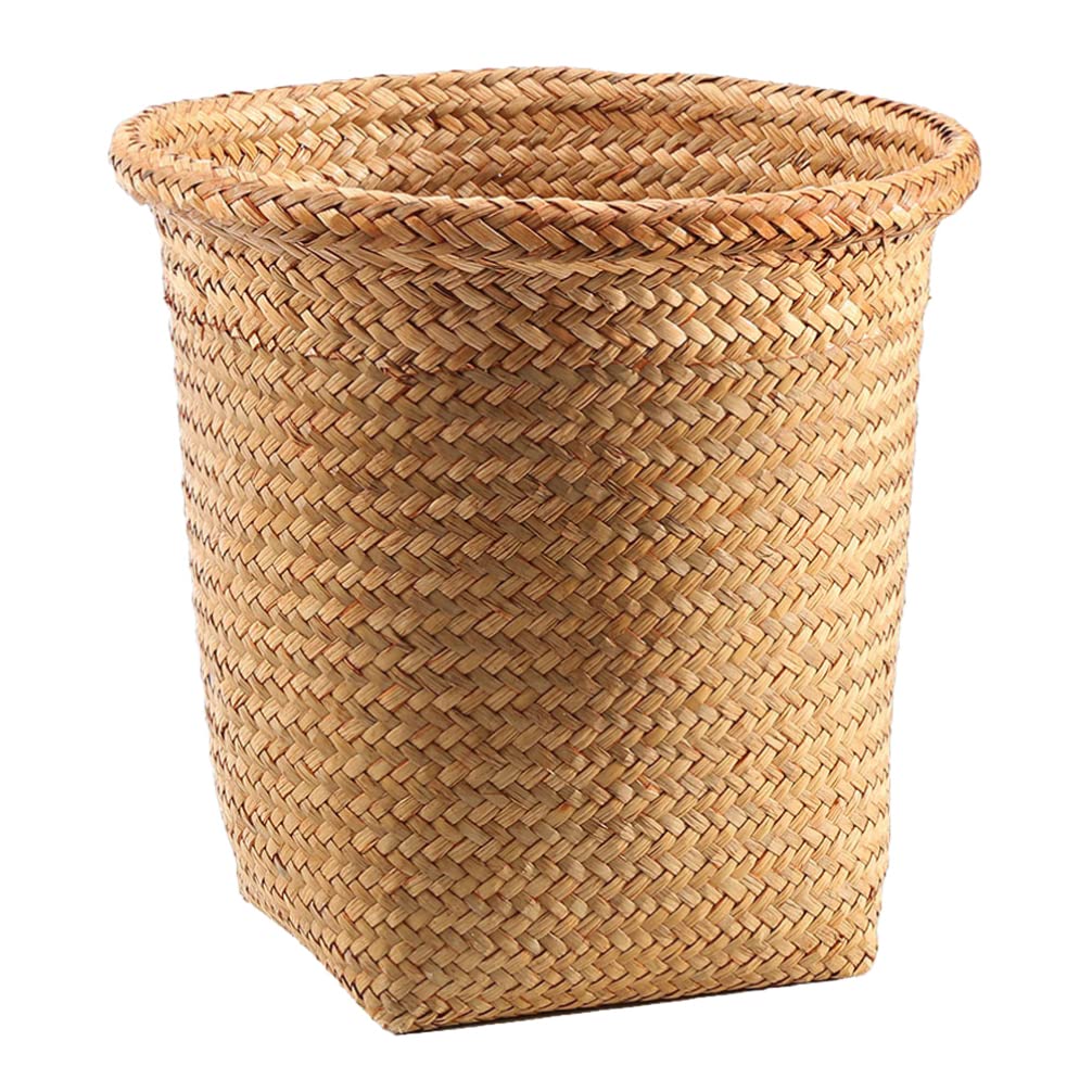 Amazon.com: Alipis Seagrass Waste Basket Wicker Trash Can Woven Garbage ...
