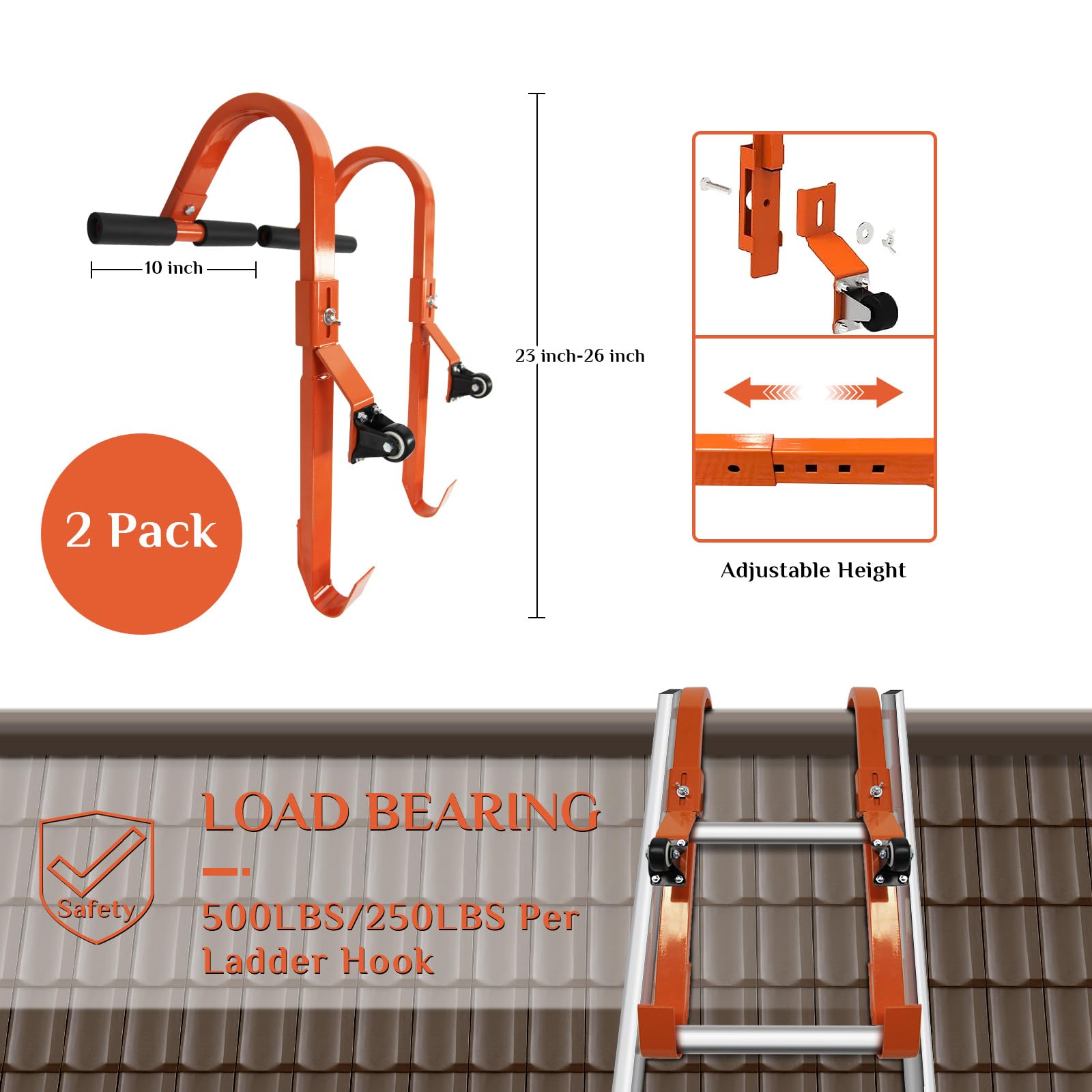 Longzhuo Ladder Stabilizer Ladder Roof Hooks With Wheels - Heavy Duty ...