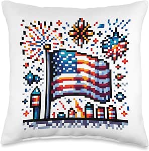 Amazon.com: USA Flag 8-Bit Pixel Art - Patriotic American Flag ...