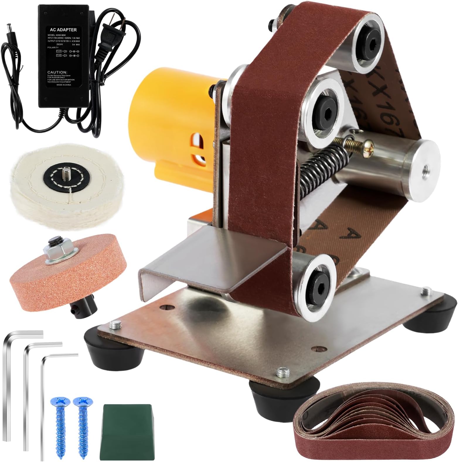 LYDODOKA Mini Belt Sander, Adjustable Speed Electric Belt Grinder with ...