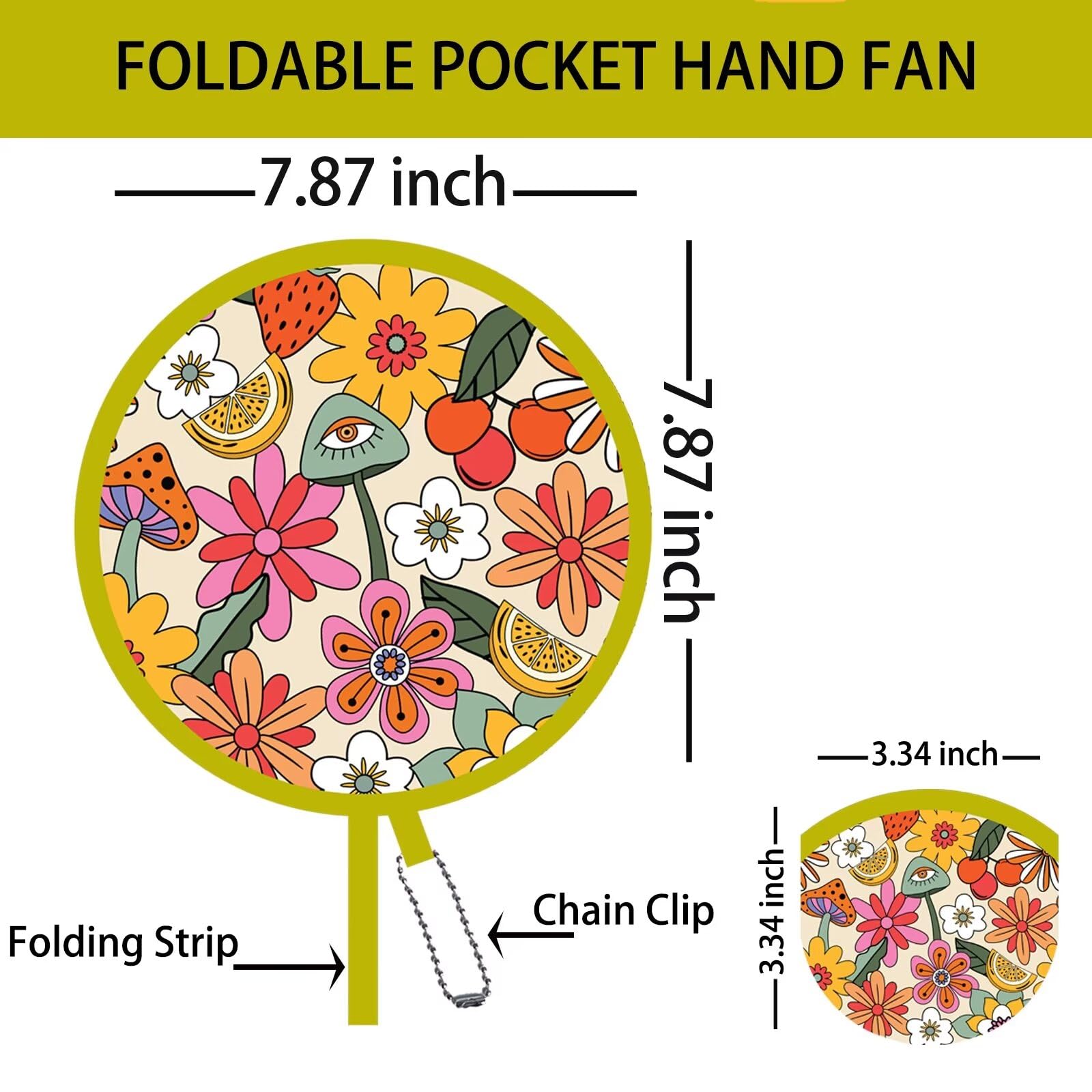 Foldable Disc Fan 3 Pack Round Foldable Hand Fans - Fruit Style ...