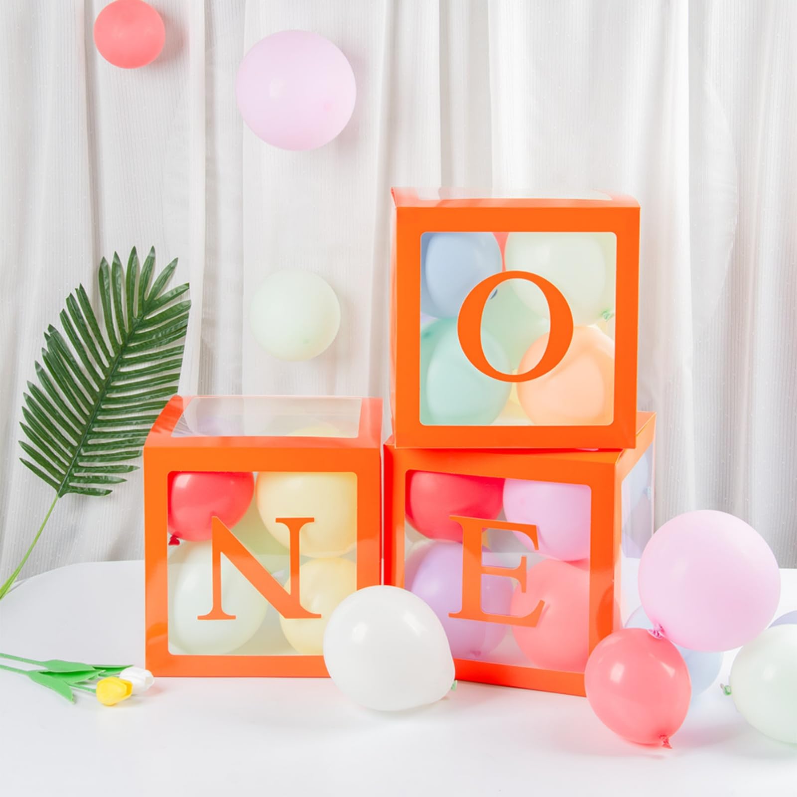 Amazon.com: Orange One Boxes for 1st Birthday, One Balloon Box With 20 ...