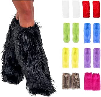 orange leg warmers，Women's Fuzzy Leg Warmers Winter Faux Fur Fluffy ...
