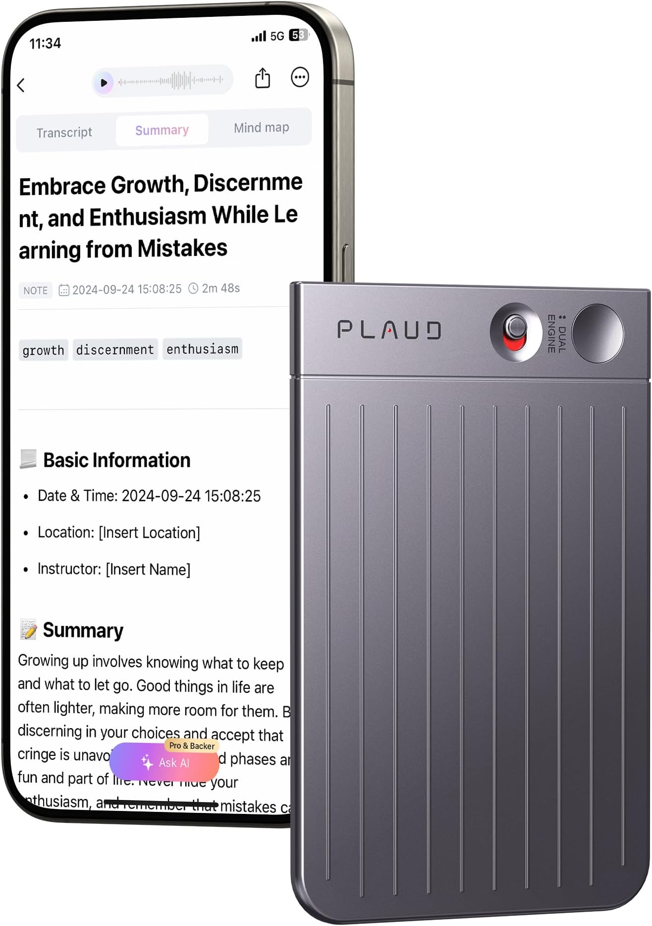 Amazon.com: AI Voice Recorder, PLAUD Note Voice Recorder w/Case, App ...