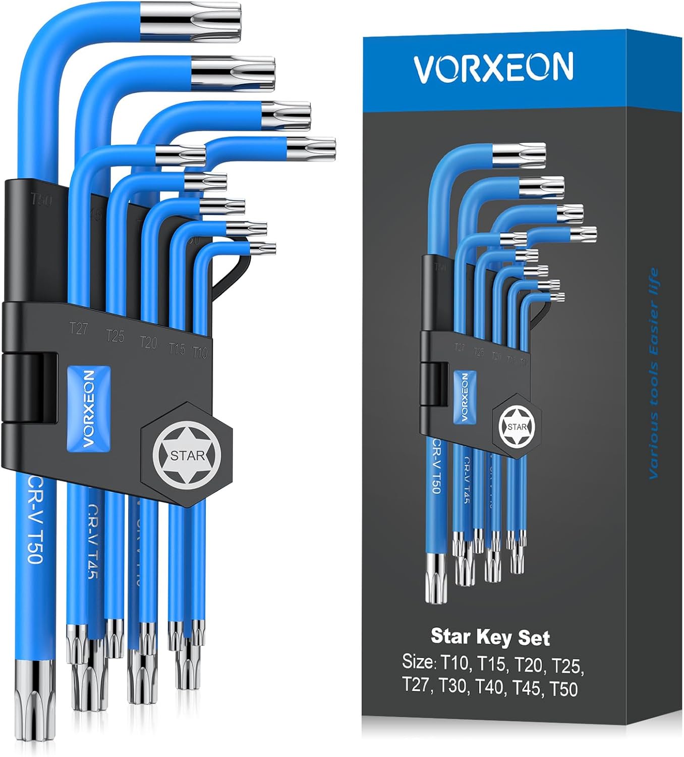 VORXEON 9PCS Torx Star Wrench Key Set, Metric Long Arm Star Key Set L ...