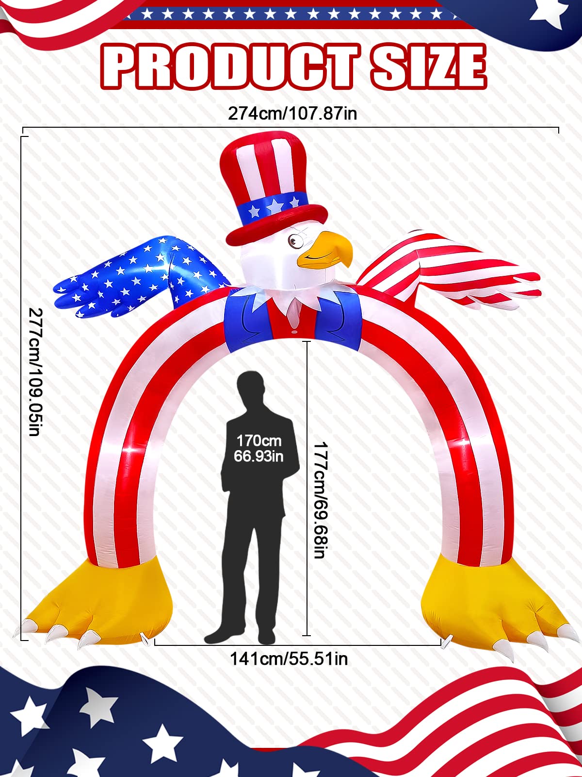 9FT Patriotic Independence Day 4th of July Inflatables Outdoor ...