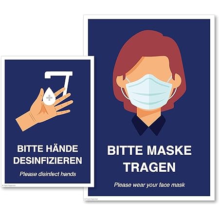 Frank Paperman | 2er Set Aufkleber Schild Bitte Maske tragen (DIN A5 ...
