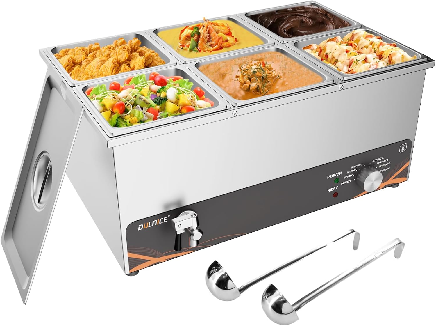 DULNICE Bain Marie électrique en Acier Inoxydable 6 bacs Buffets ...