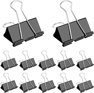 Amazon.com: HUANGENG 12 Pcs Binder Clips Foldback Clips 25mm/32mm/41mm ...