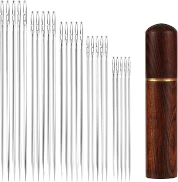 25pcs Self Threading Needles, Stainless Steel Easy Threading Sewing ...