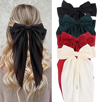 Amazon.com : Hair Bows For Women Girls, 4PCS Large Bowknot Hair ...