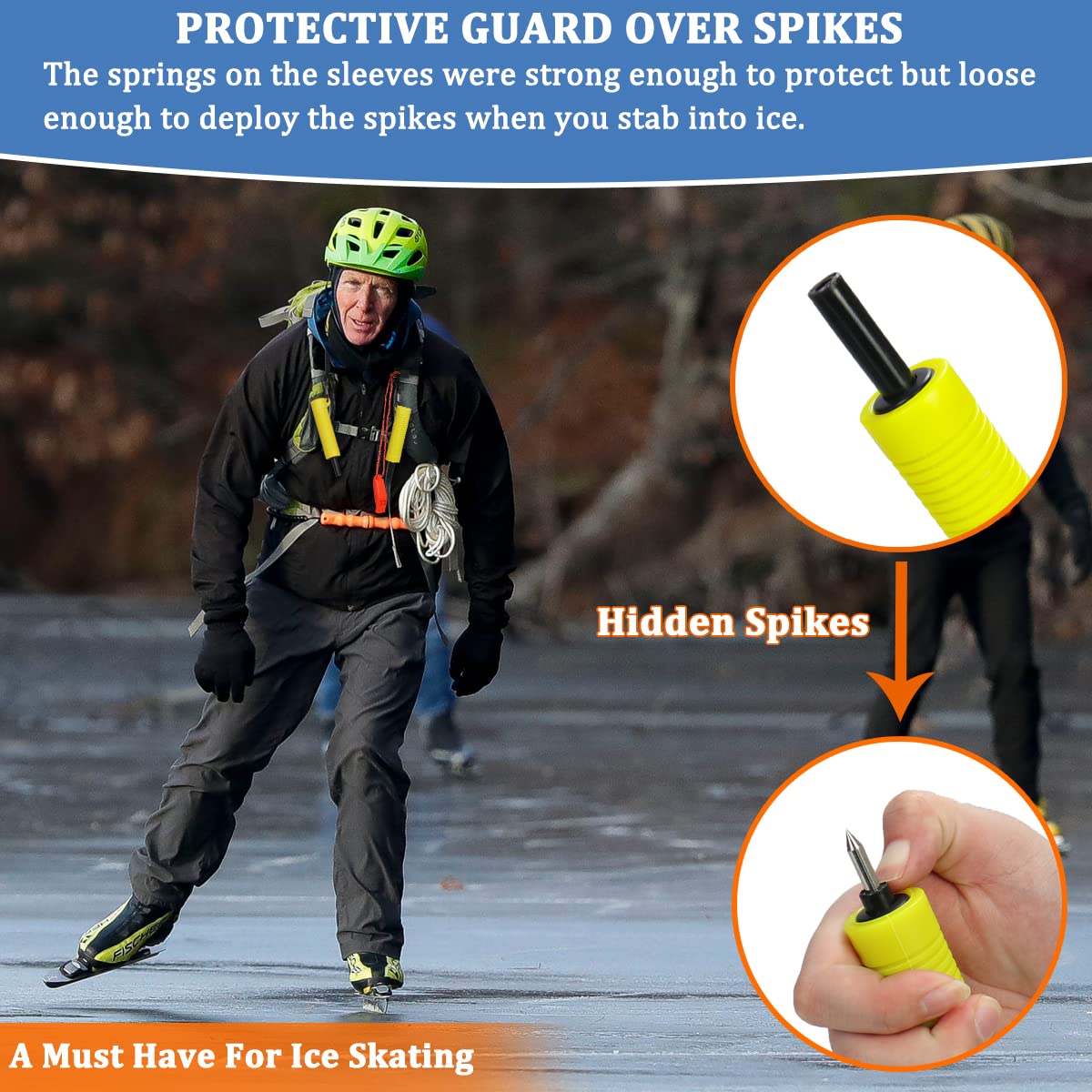 Snapklik.com : Huntury Retractable Ice Pick - Safety Spikes