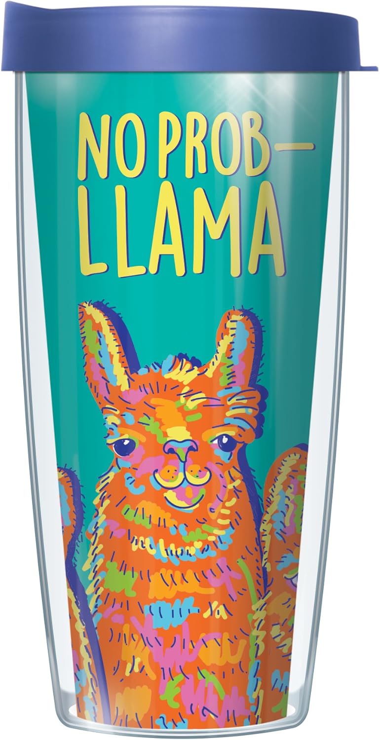 Amazon.com | No Prob-Llama 16oz Double Wall Insulated Mug Tumbler Cup ...