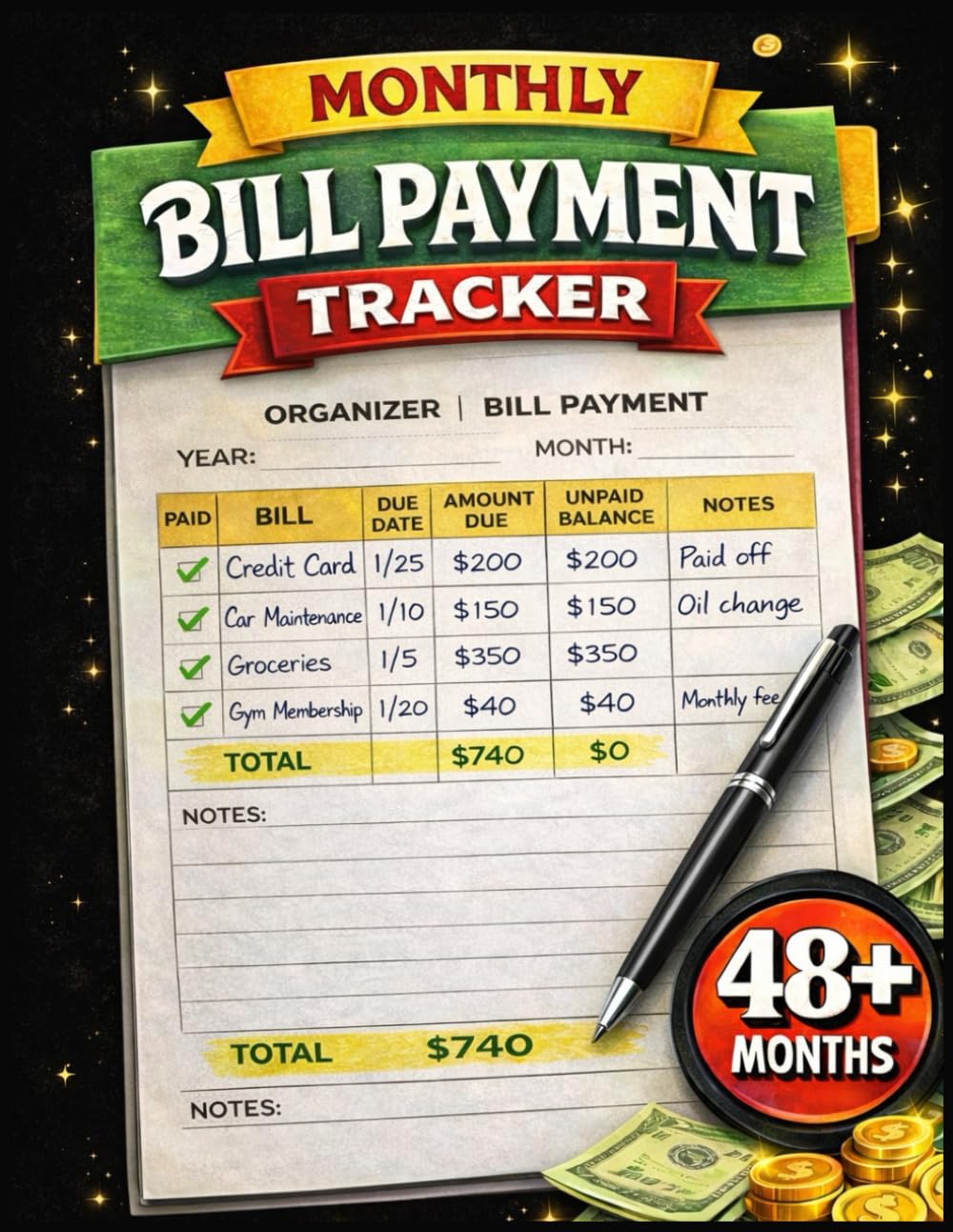 Amazon.com: Monthly Bill Payment Tracker & Checklist: 48+ Months Bill ...