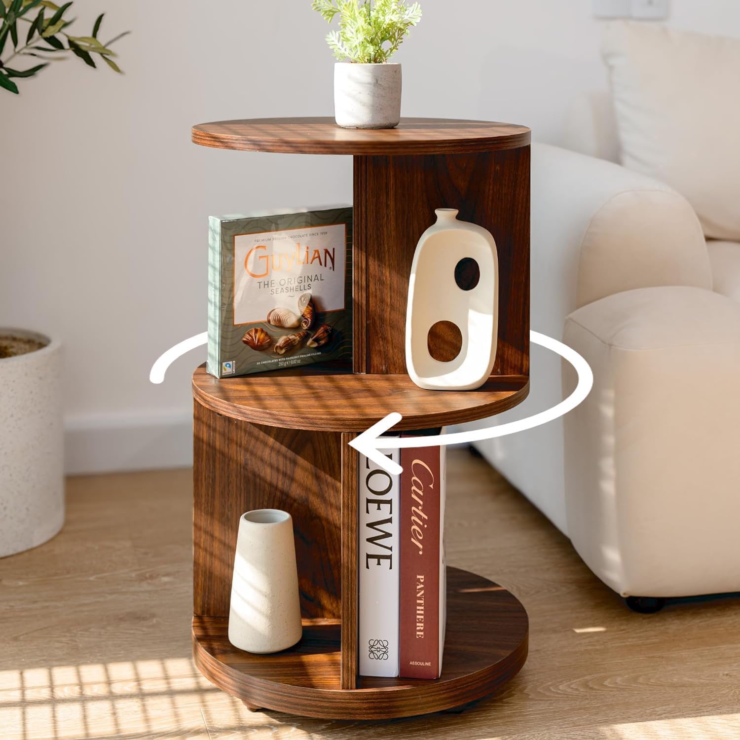 Amazon.com: KAYMILY Living Room Side Table, Office Round Rotating End ...