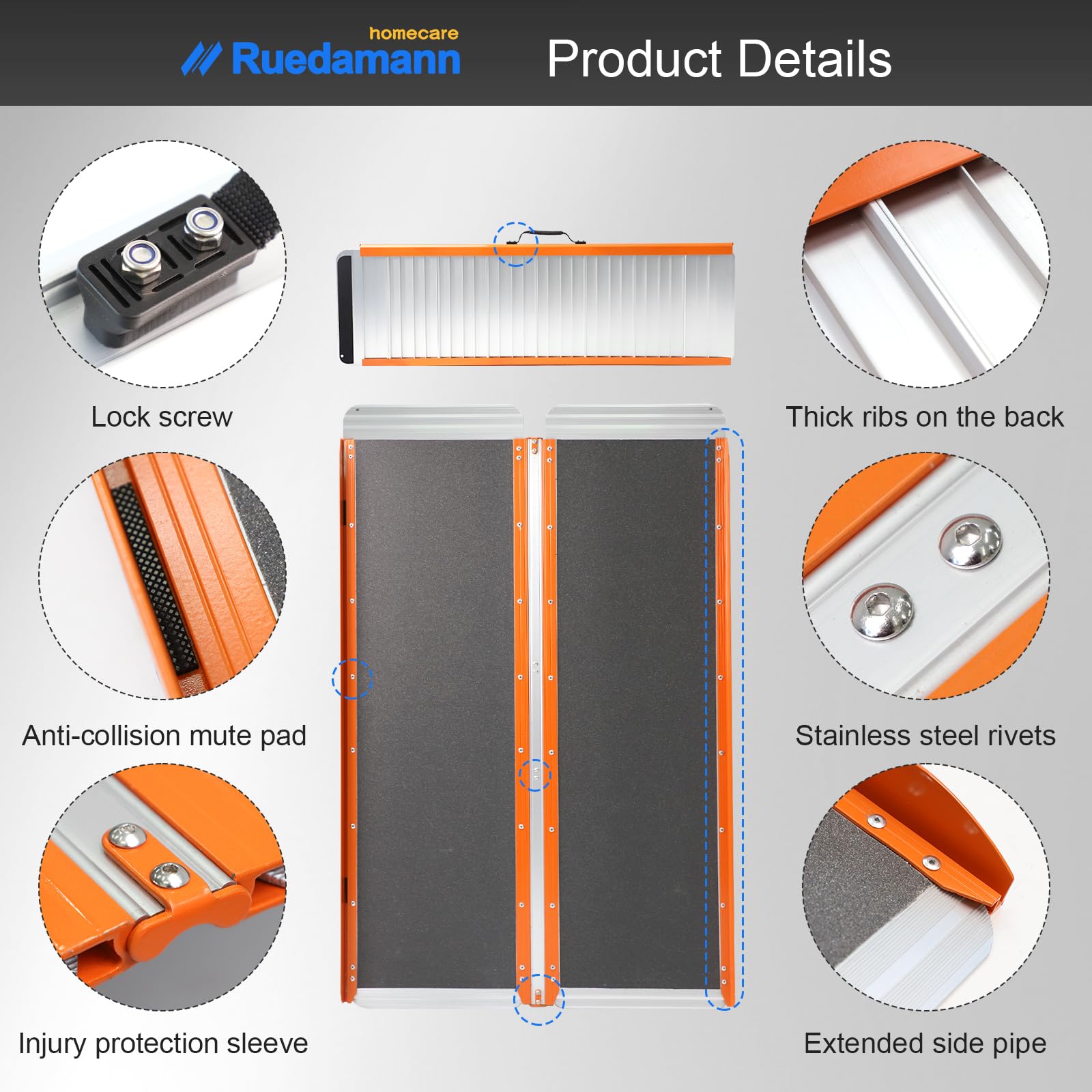 Snapklik.com : 4FT Sturdy Wheelchair Ramp For Doorways, Non-Slip ...