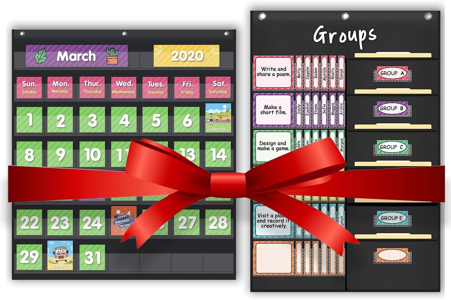 Amazon.com: Calendar Pocket Chart Set & Group Pocket Chart Set : Office ...