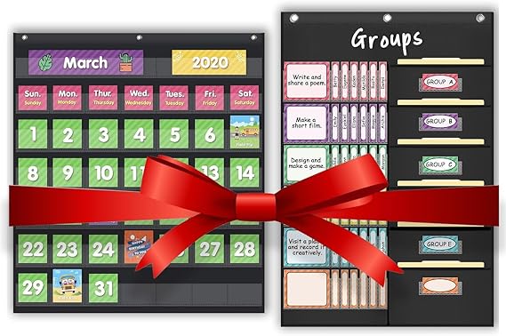Amazon.com: Calendar Pocket Chart Set & Group Pocket Chart Set : Office ...