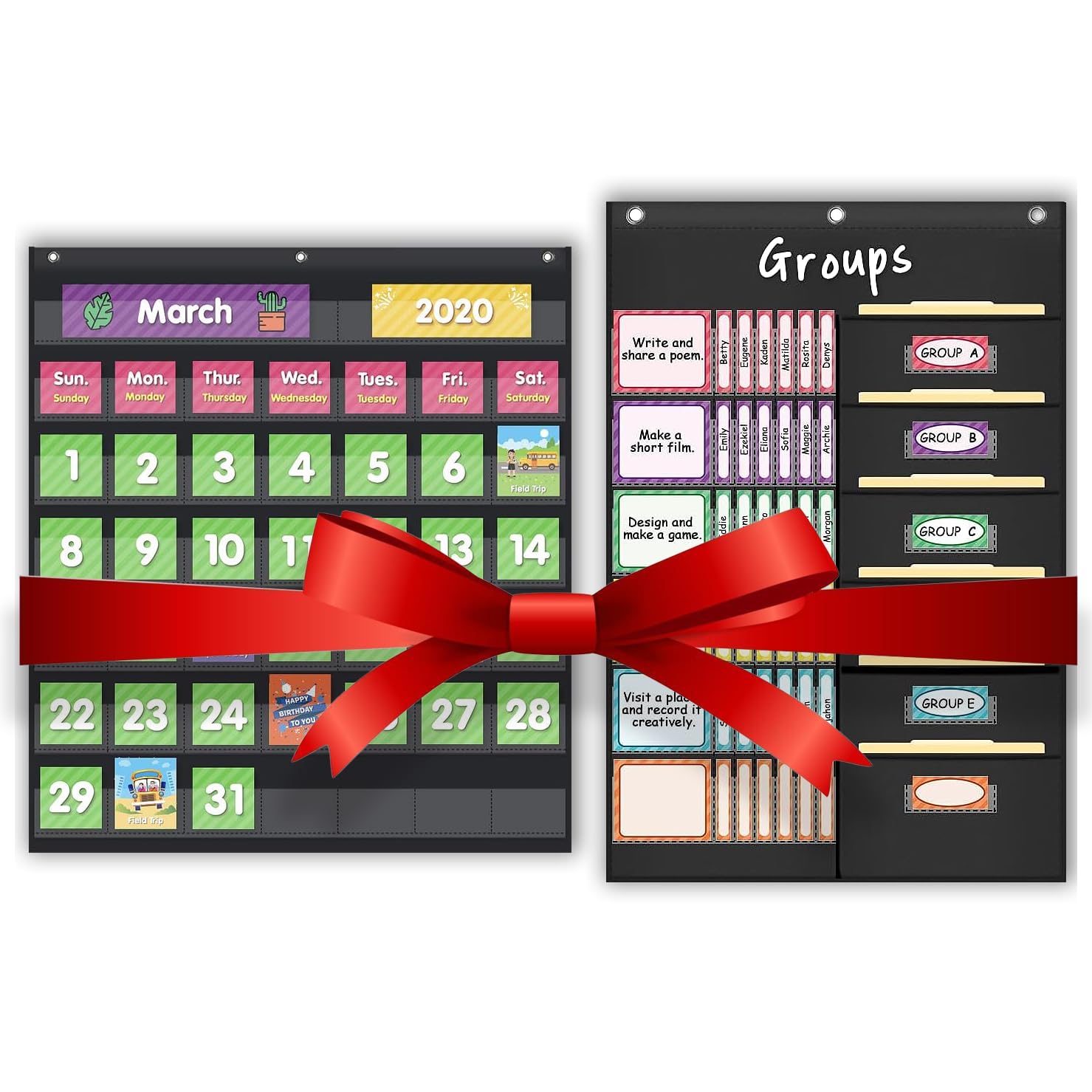 Amazon.com: Calendar Pocket Chart Set & Group Pocket Chart Set : Office ...