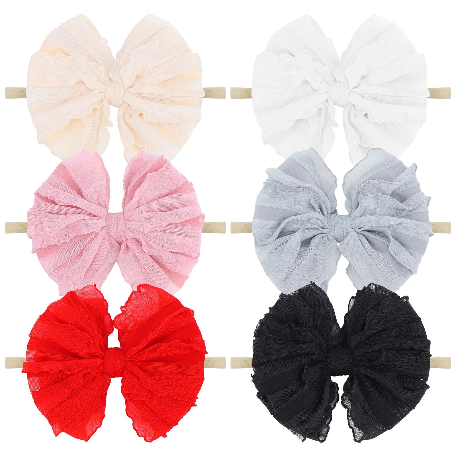 Amazon.com: YanJie Baby Girl Bows Nylon Lace Baby Headbands Handmade ...