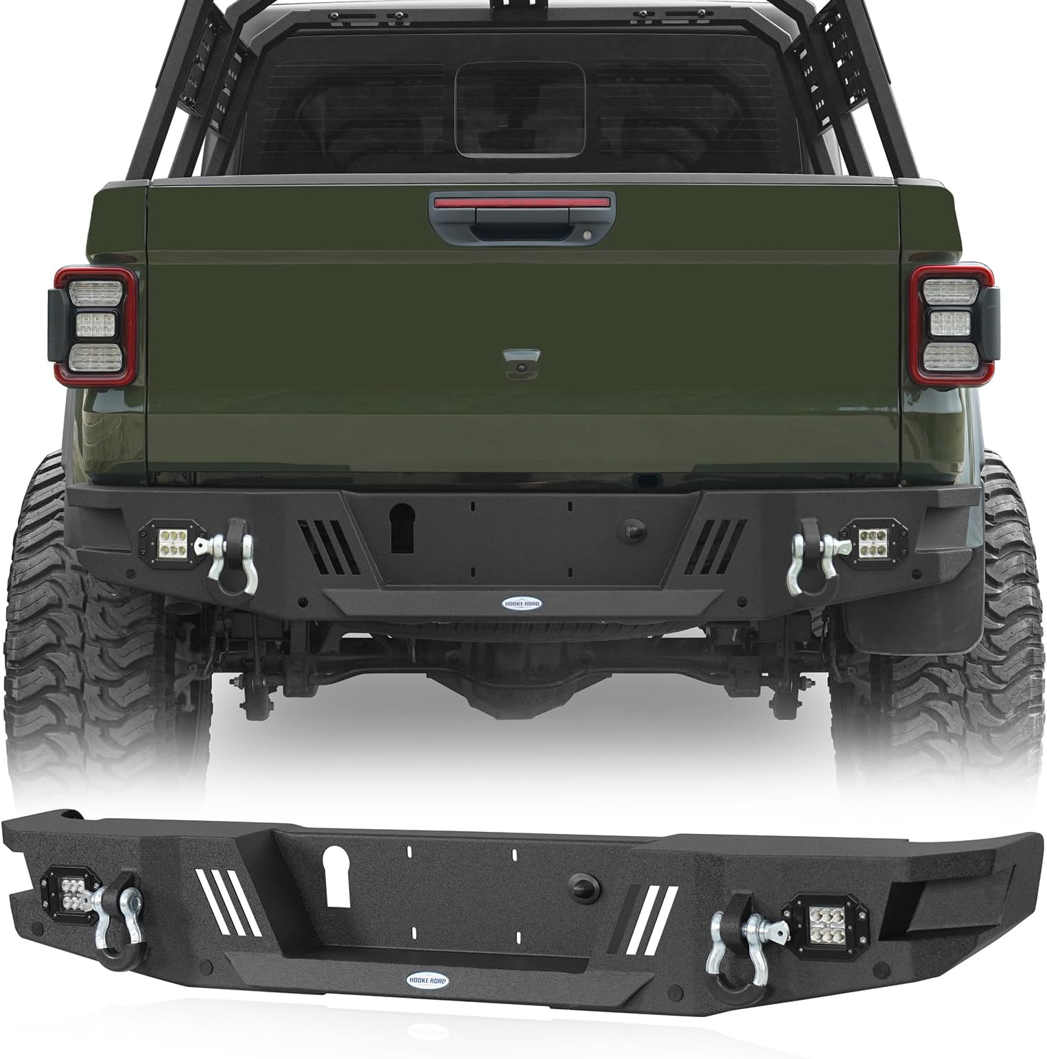 Amazon.com: u-Box Gladiator JT Rear Bumper w/D-ring & LED Lights ...