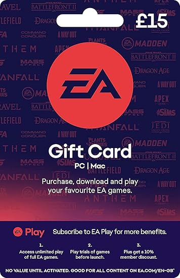 EA Gift Card 15 £ | PC/Mac Code : Amazon.co.uk: PC & Video Games