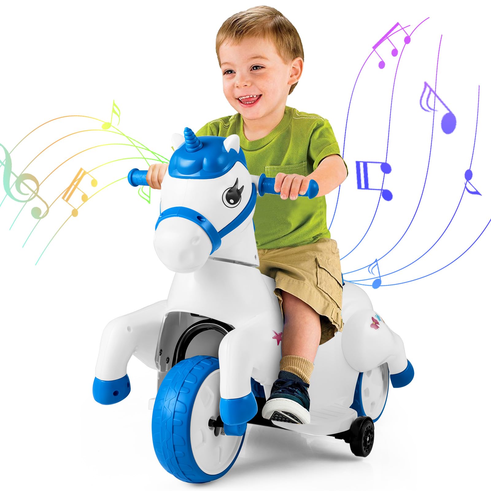 Amazon.com: HONEY JOY 12V Unicorn Ride on Toys, 3-Wheeler Battery ...